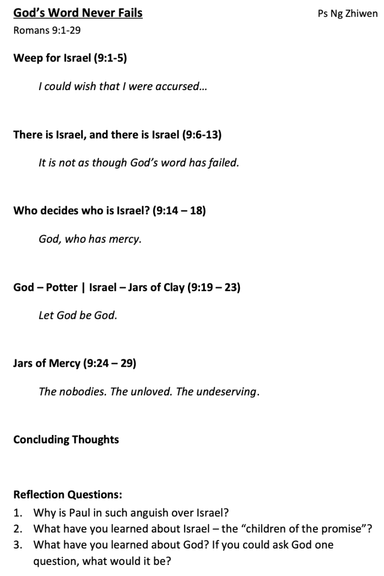Sermon Notes 10 Aug 2025 | Zion Bishan Bible-Presbyterian Church